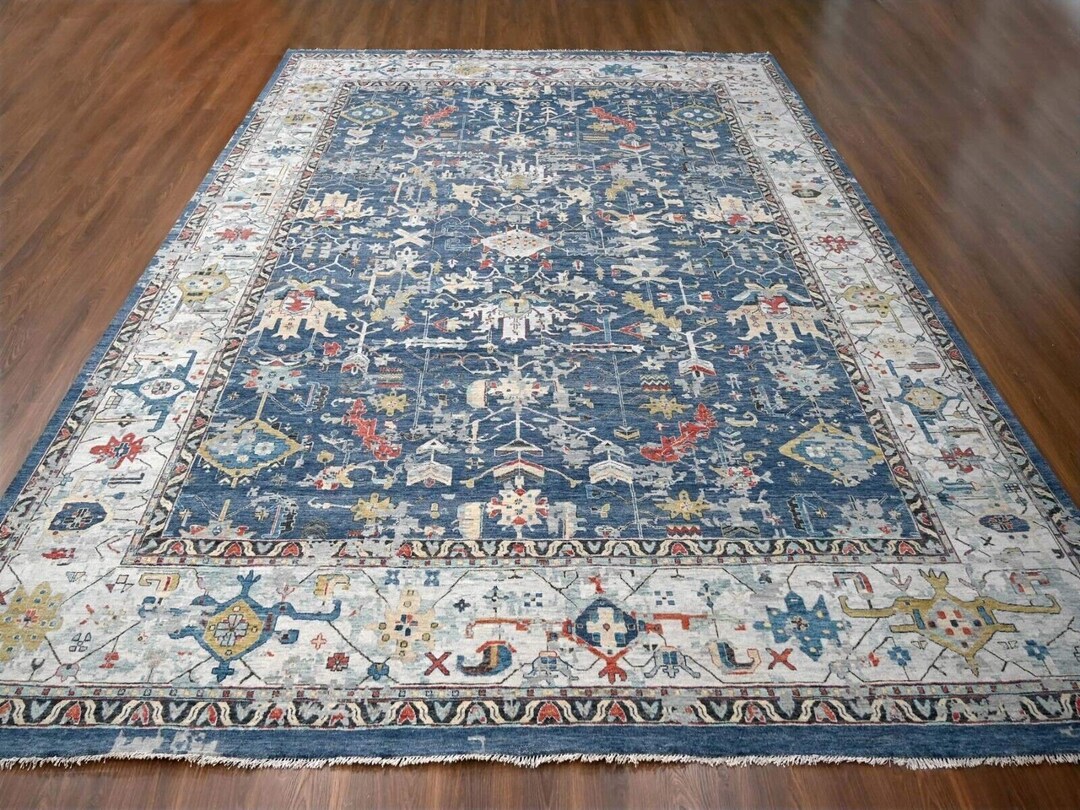 Exquisite Queen Blue Color, Original Heriz Collection Rug 11'10" X 14 ...