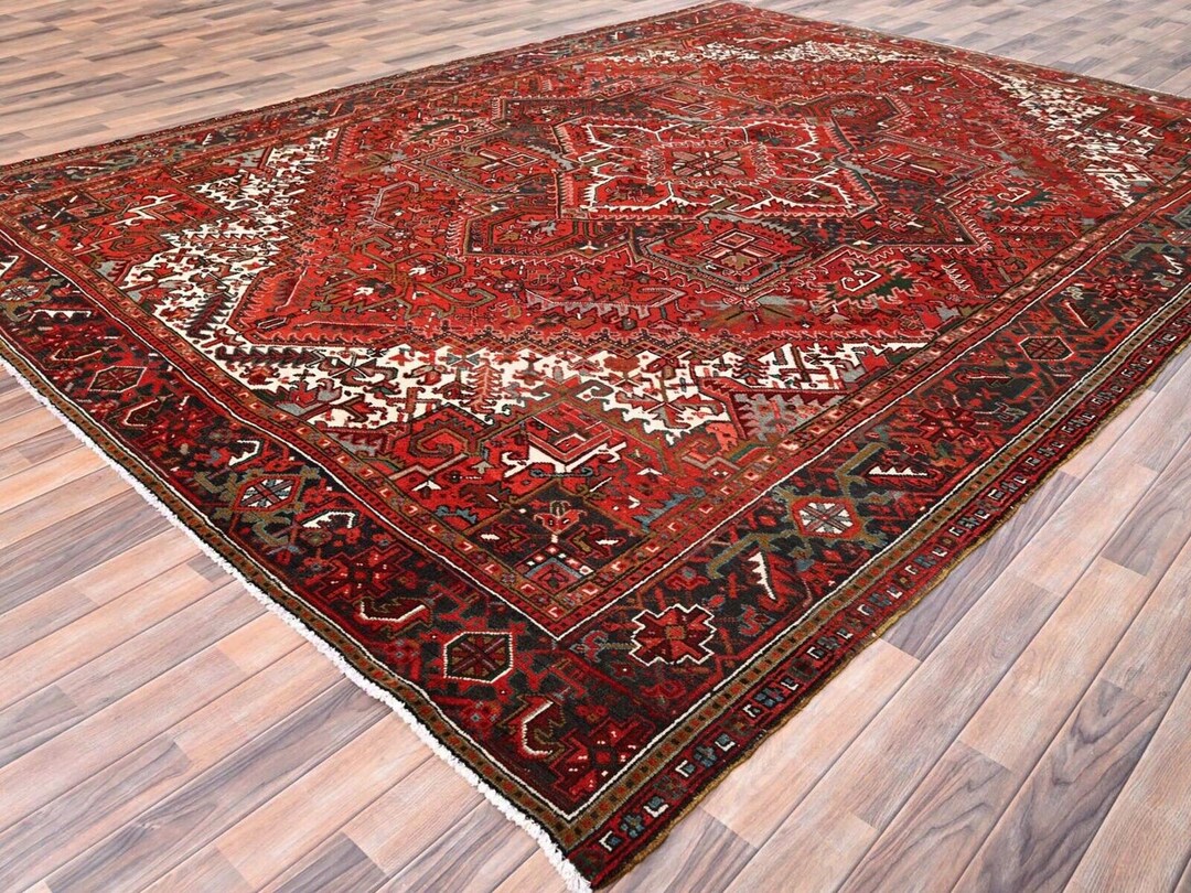 1920's Antique Wool Pile Natural Red Color,heriz Rug 9'9" X 12'5" Must ...
