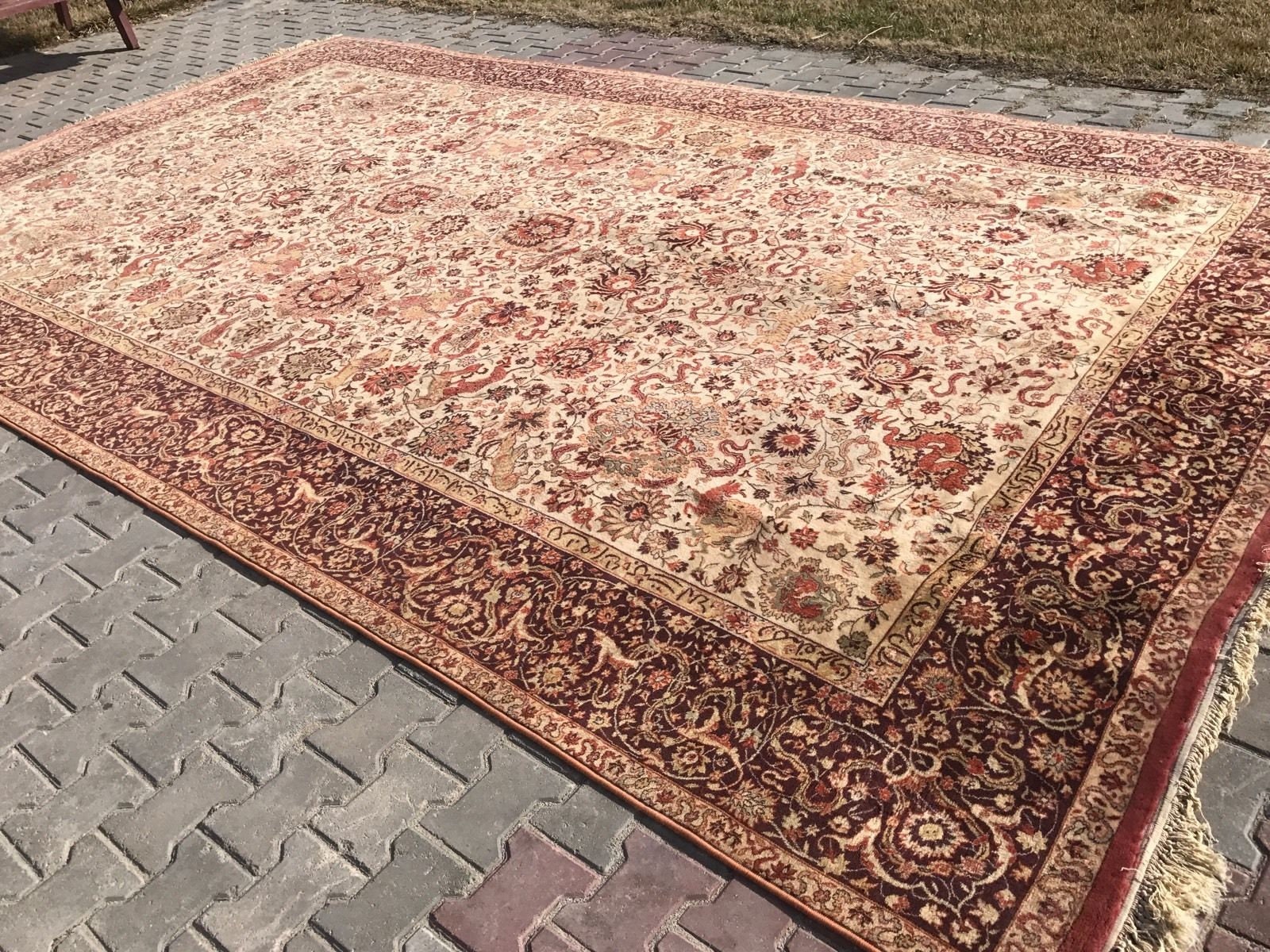 Large Palatial Size Wool Pile Muted Dyes Hunting Ottoman - Etsy