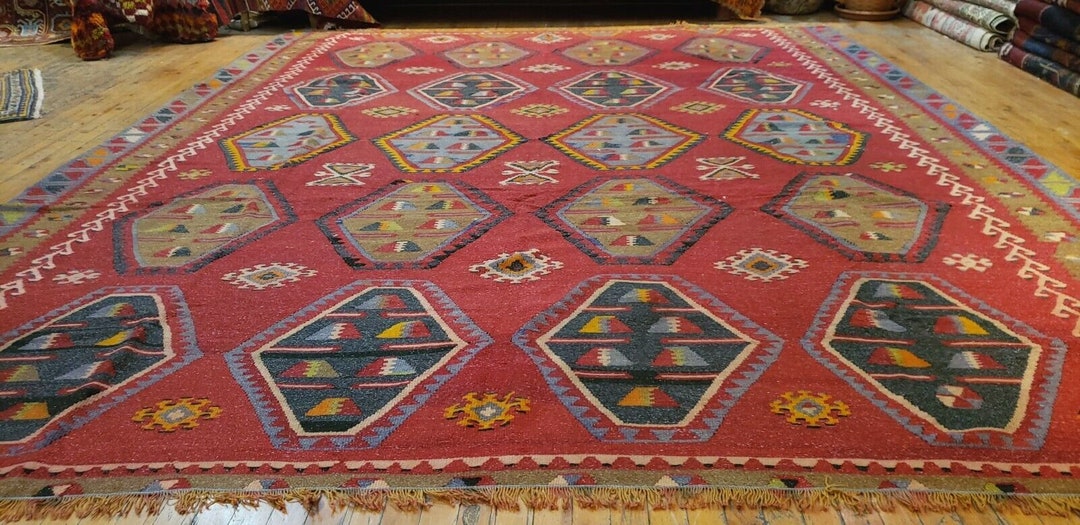 9x10ft Turkish Area Rug | Kilim Rug From Turkey 9x10ft| Handmade ...