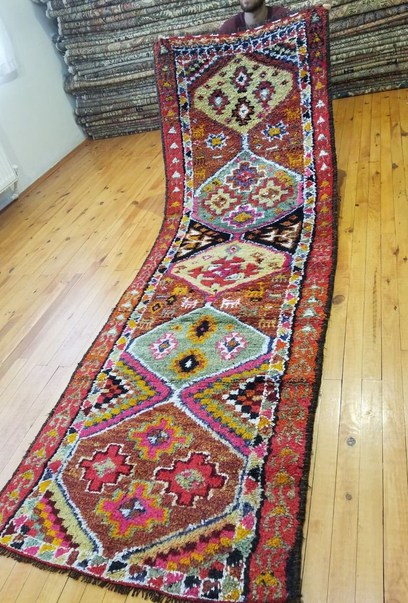 Primitive 1930-1940s Antique Wool Pile Kurdish Tribal Runner Rug 28x ...