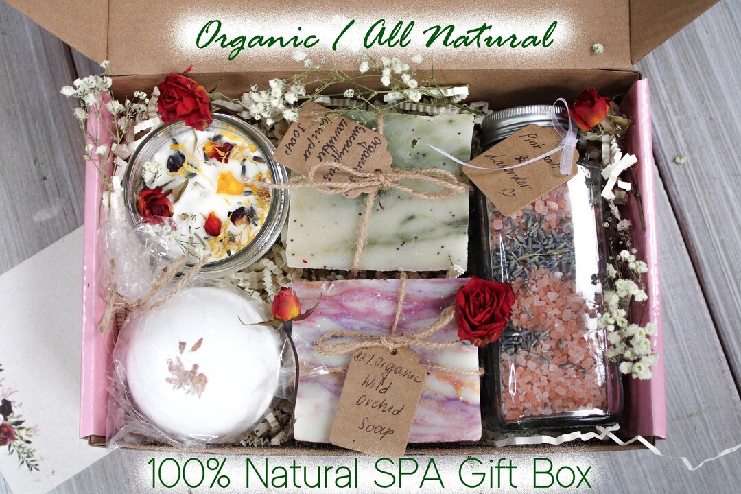 Organic Handmade Spa Gift Set - Natural Self-care Box for Women ...
