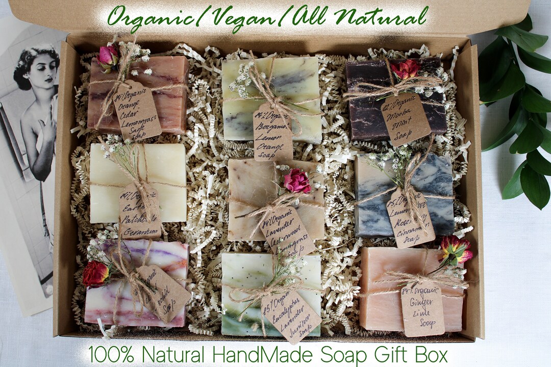Organic Handmade Soap Gift Box , Birthday Gift for Her , Stress Relief Gift , Thank You Gift ...