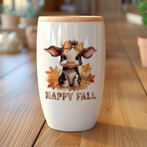 Happy Fall With Cute Baby Cow Sublimation Design Png: Fall Foliage ...