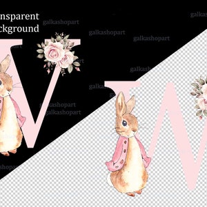 Peter Rabbit Light Pink Alphabet Clipart: Set of 26 Individual Letters ...