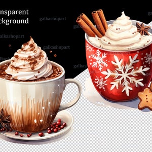Set of 13 Christmas Hot Chocolate Mug Clipart PNG: Sublimation Design ...