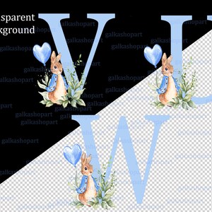 Peter Rabbit Blue Alphabet Clipart: Set of 26 Individual Letters With ...