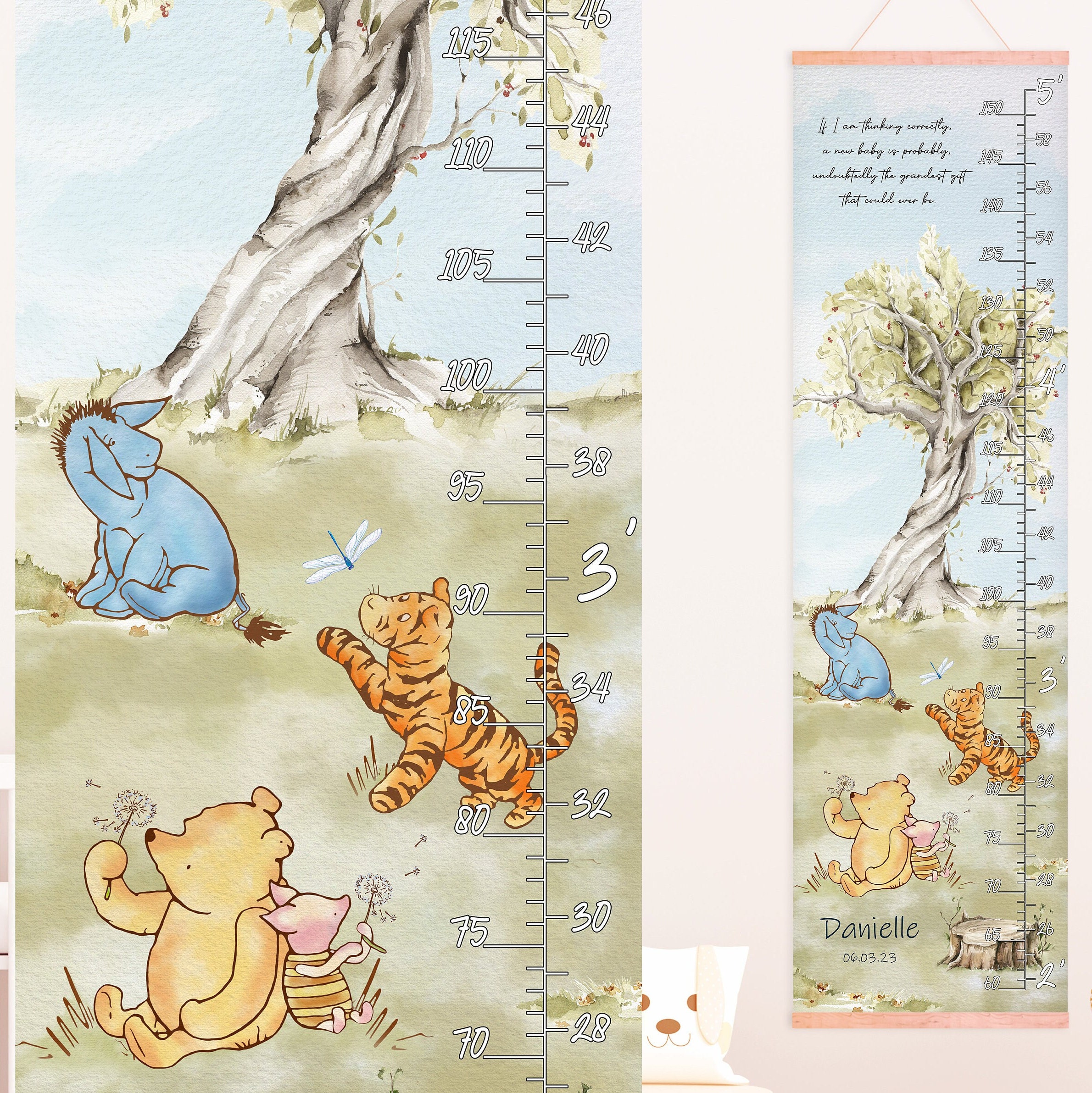 Winnie The Pooh Growth Chart Cartoon Winnie Pooh Height Measure Wall
