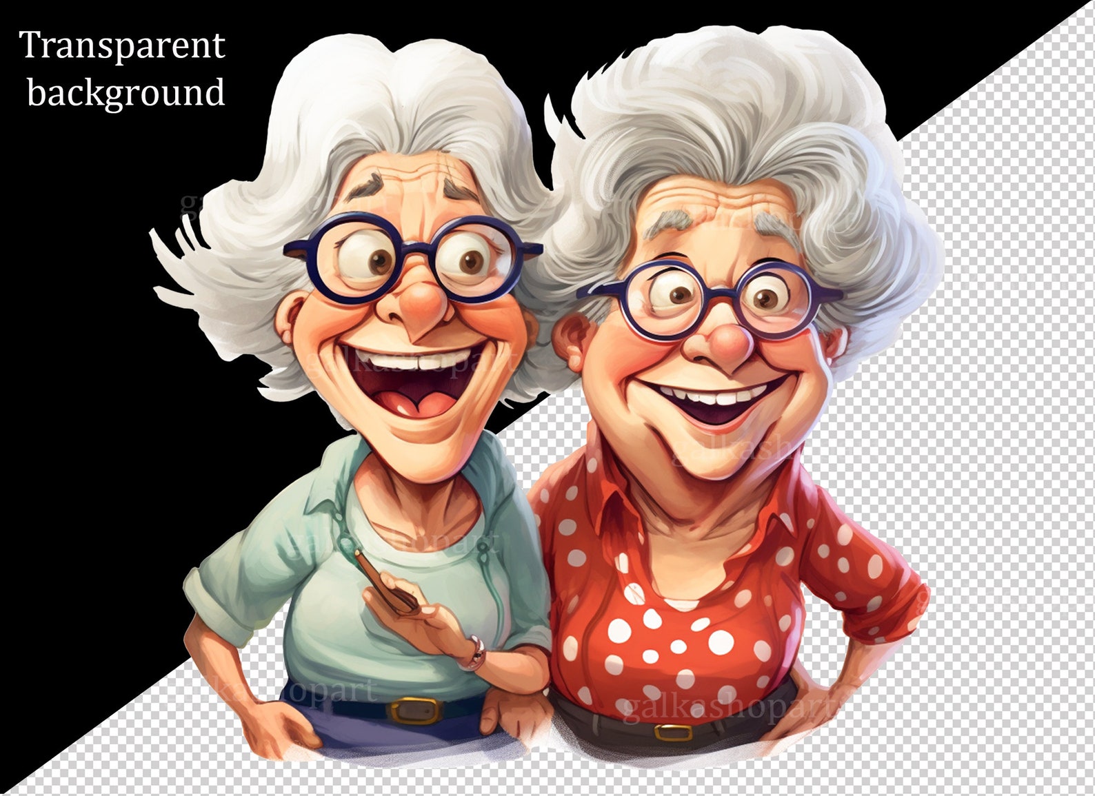 Cheerful Old Ladies Clipart PNG Active Old Men Happy Women - Etsy UK