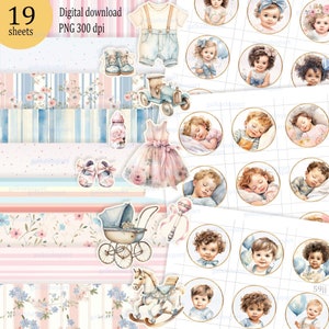 Cute Babyborns, Printable Scrapbooking Ephemera Kit: Sticker Topper ...