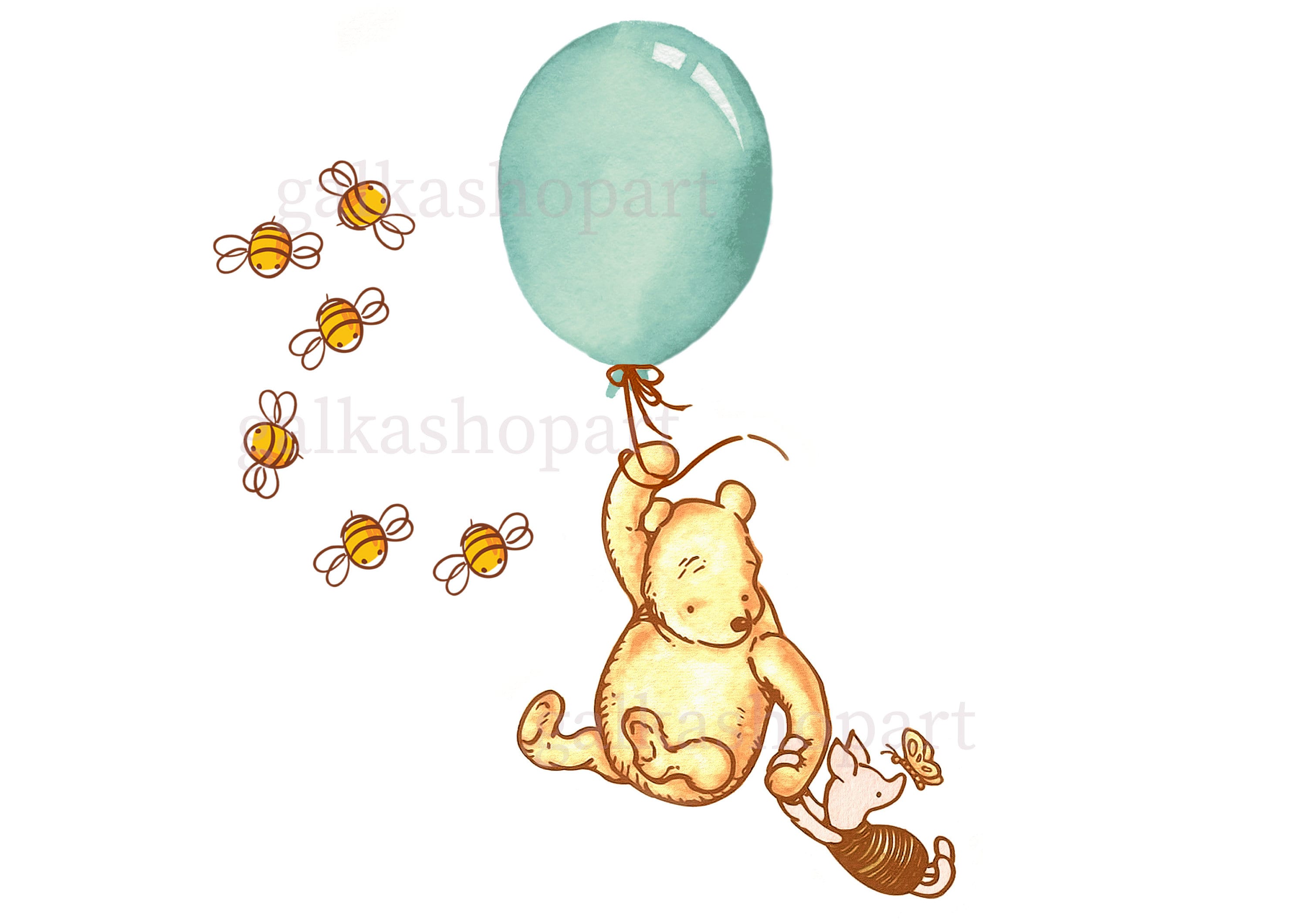 Classic Winnie the Pooh Sublimation Design Watercolour Baby - Etsy
