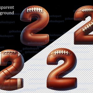 Dynamic Football Numerals PNG Clipart: Set of 40 Individual Numbers in ...