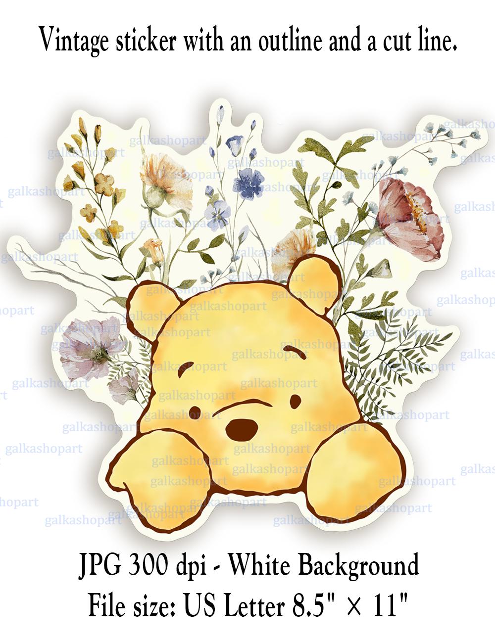 Classic Winnie the Pooh Peeking Bear Clipart: Vintage Storybook Pooh ...