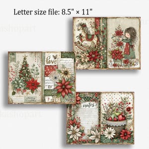 Whimsical Christmas Junk Journal Kit: 48 Printable Pages, Vintage ...