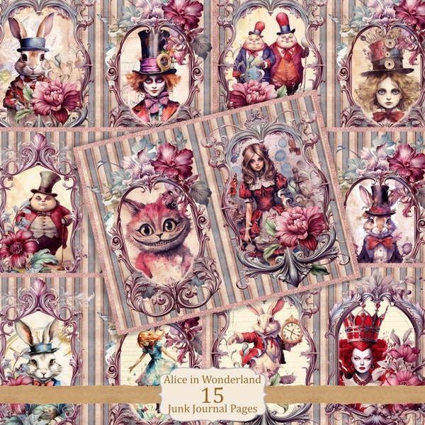 Alice in Wonderland Junk Journal Kit - Etsy