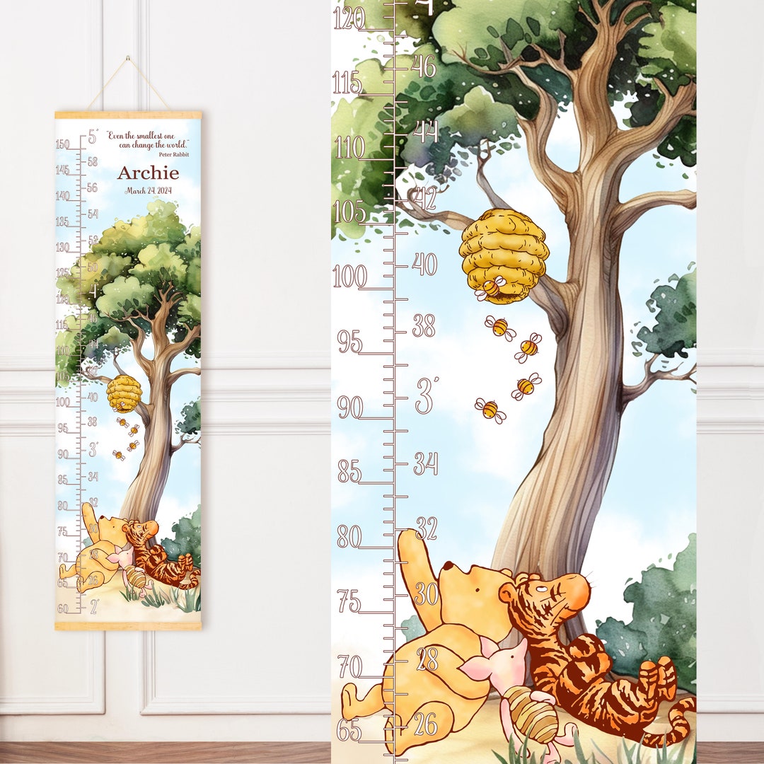 Height Chart With Vintage Winnie the Pooh & Friends Personalized Growth ...
