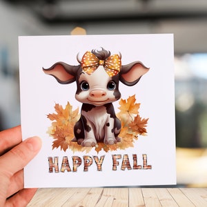 Happy Fall With Cute Baby Cow Sublimation Design Png: Fall Foliage ...