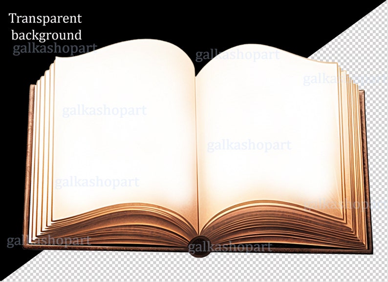 Vintage Open Books Clip Art: Set 5 Digital Antique PNG Images - Etsy