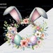Happy Easter Floral Bunny Wreaths & Borders PNG Clipart: Rabbit Ears ...