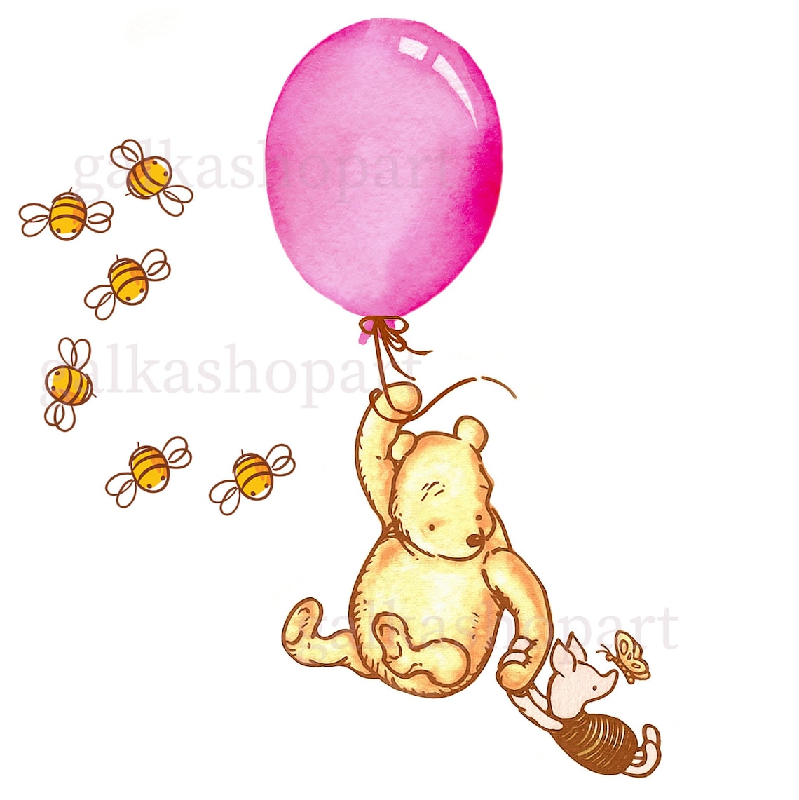 Classic Winnie the Pooh Sublimation Design Watercolour Baby - Etsy