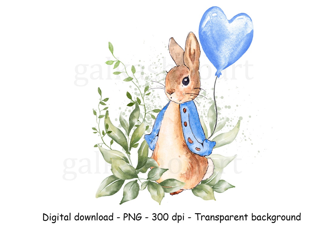 Clipart Peter Rabbit Transparent PNG File Greenery Clip Art - Etsy