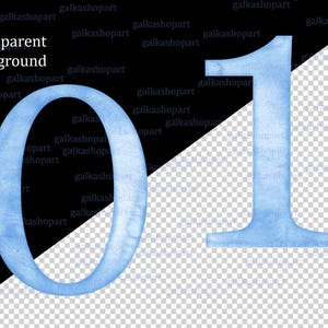 Blue Watercolor Numbers Clipart, Numeral Clip Art Boys Symbols ...