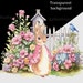 Flopsy Bunny Clipart, Peter Rabbit in Garden With Flowers, Watercolor ...