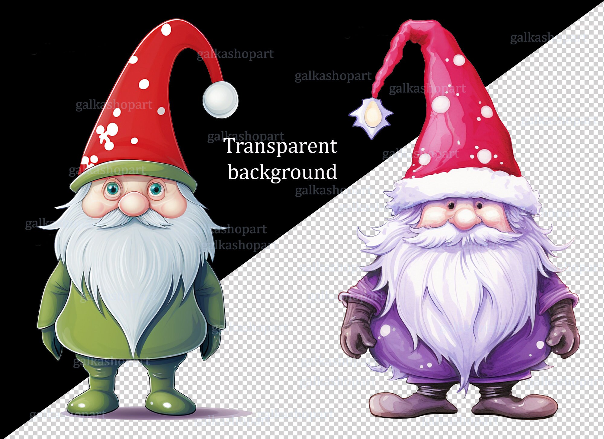 Set of 12 Christmas Gnome Clipart PNG Santa Gnome Hello - Etsy