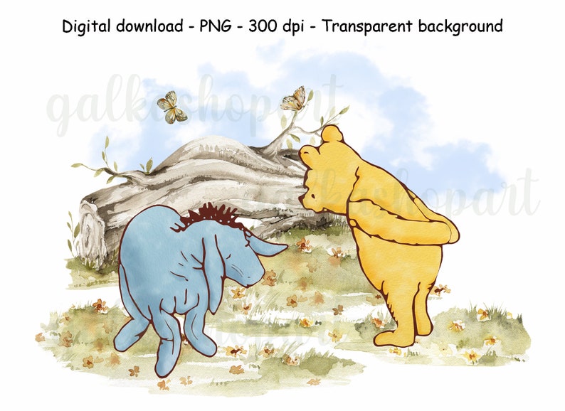 Classic Winnie the Pooh & Donkey Eeyore Sublimation Design - Etsy