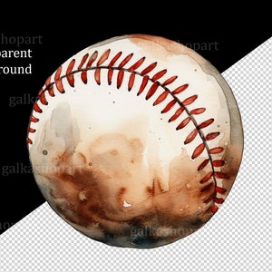 Baseball Watercolor Clipart Bundle: Set of 8 PNG Graphics Perfect for ...
