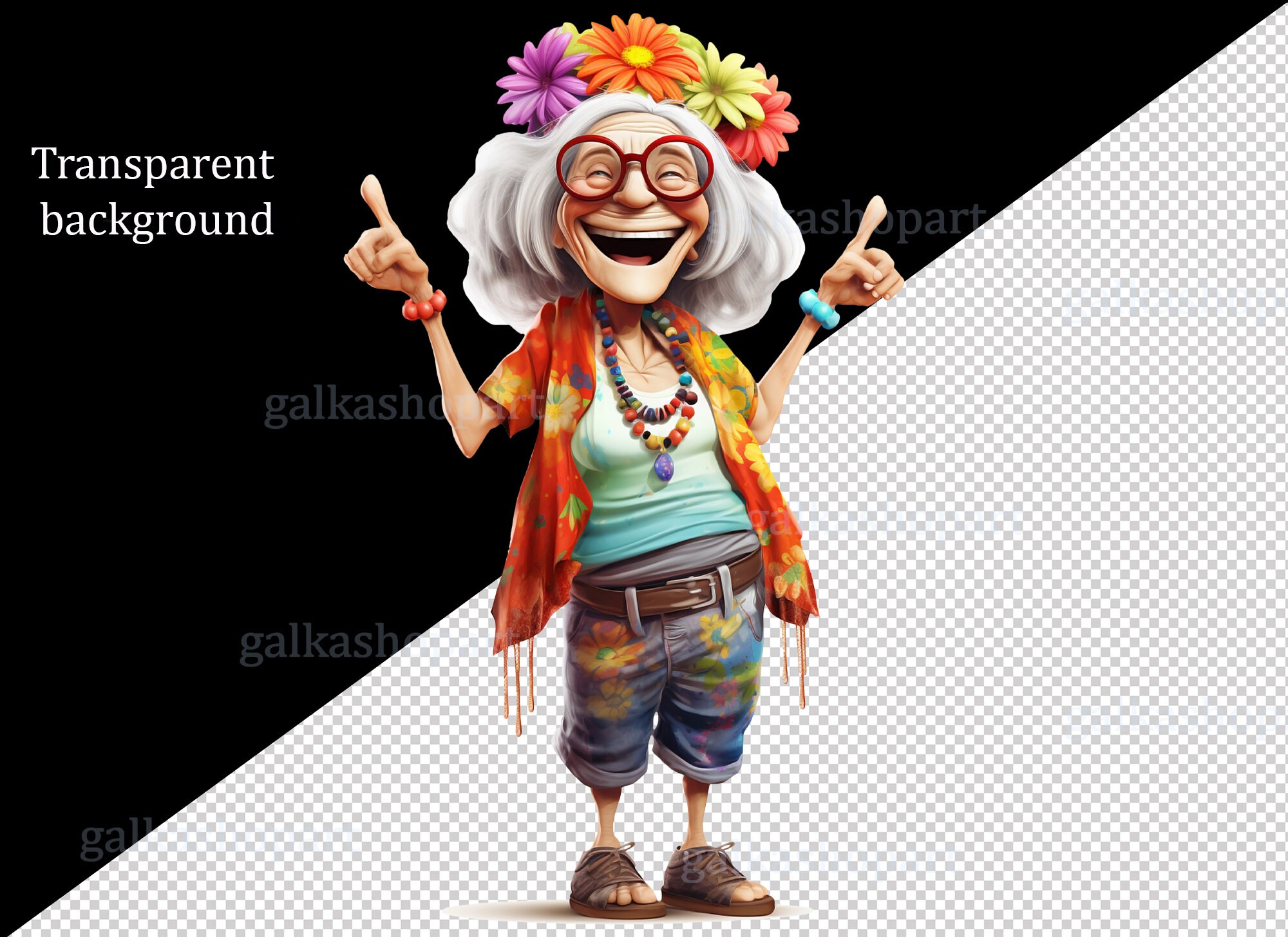 Old Hippie Ladies Clipart PNG: Cute Happy Elderly Woman - Etsy Canada
