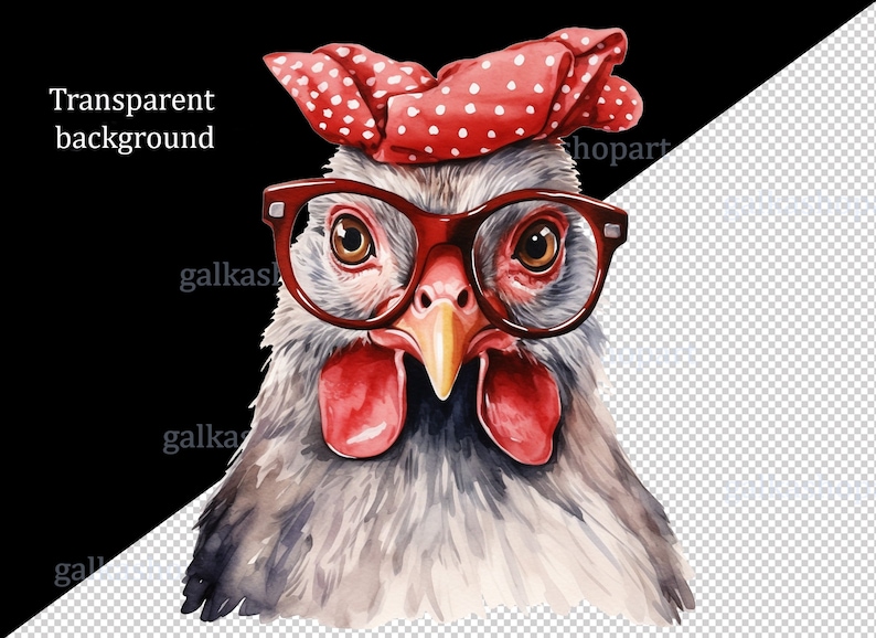 Crazy Cheerful Hen Clipart: Funny Chicken Wearing Glasses - Etsy