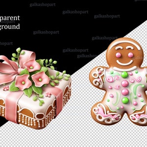 Gingerbread Clipart Png: Christmas Tree House Cookie Man & Girl Santa ...