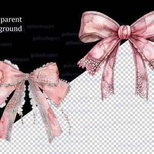 Vintage French Toile Bows Clipart PNG, Watercolor Blush Pink Organza ...