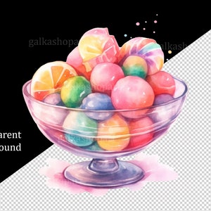 Rainbow Sweets Watercolor Clipart Bundle: Fantasy Candies, Cakes, Drink ...