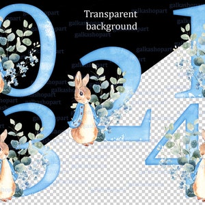 Peter Rabbit Blue Alphabet & Numeral Clipart PNG: 26 Watercolor ...