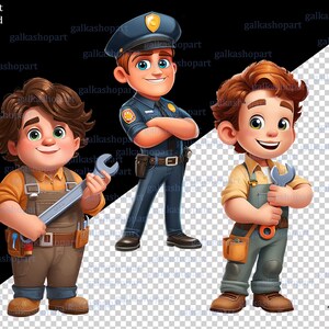 Professions Clipart PNG Bundle: Cute Job Characters Set, Cartoon ...