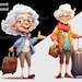 Old Ladies Traveler Clipart PNG: Funny Traveling Woman, Cute Cartoon ...