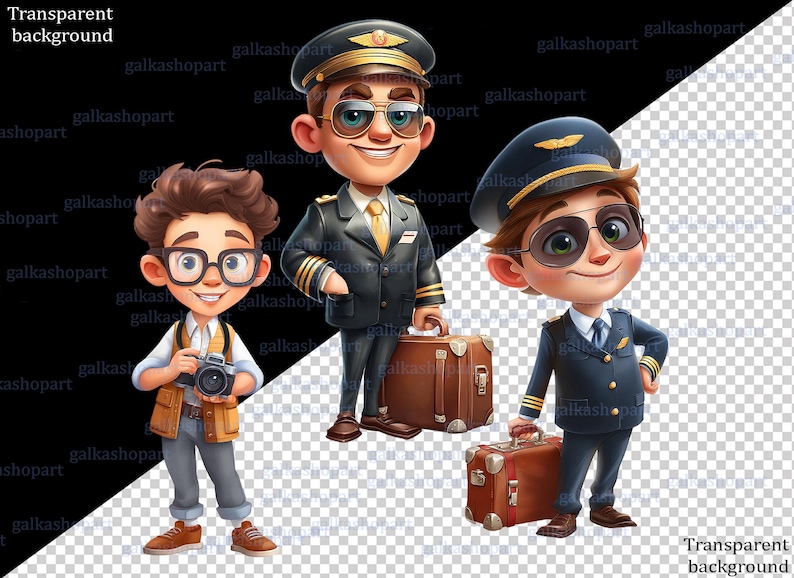 Professions Clipart PNG Bundle: Cute Job Characters Set, Cartoon ...
