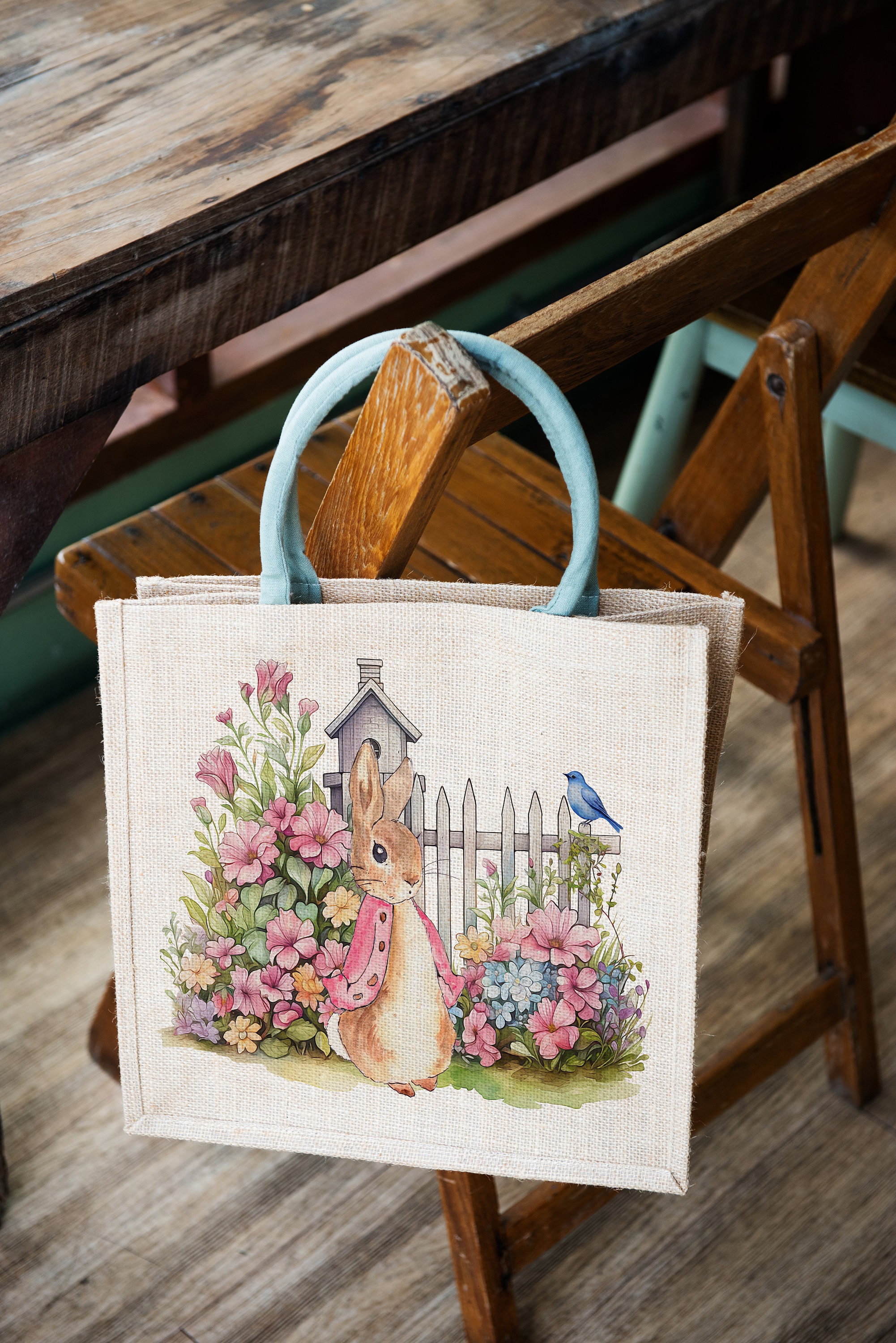 Flopsy Bunny Clipart, Peter Rabbit in Garden With Flowers, Watercolor ...