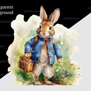 Floral Bunnies Watercolor PNG Clipart Set of 8: Graphics for Forest ...
