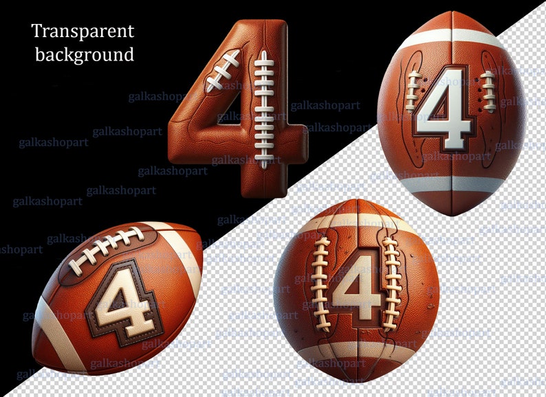 Dynamic Football Numerals PNG Clipart: Set of 40 Individual Numbers in ...