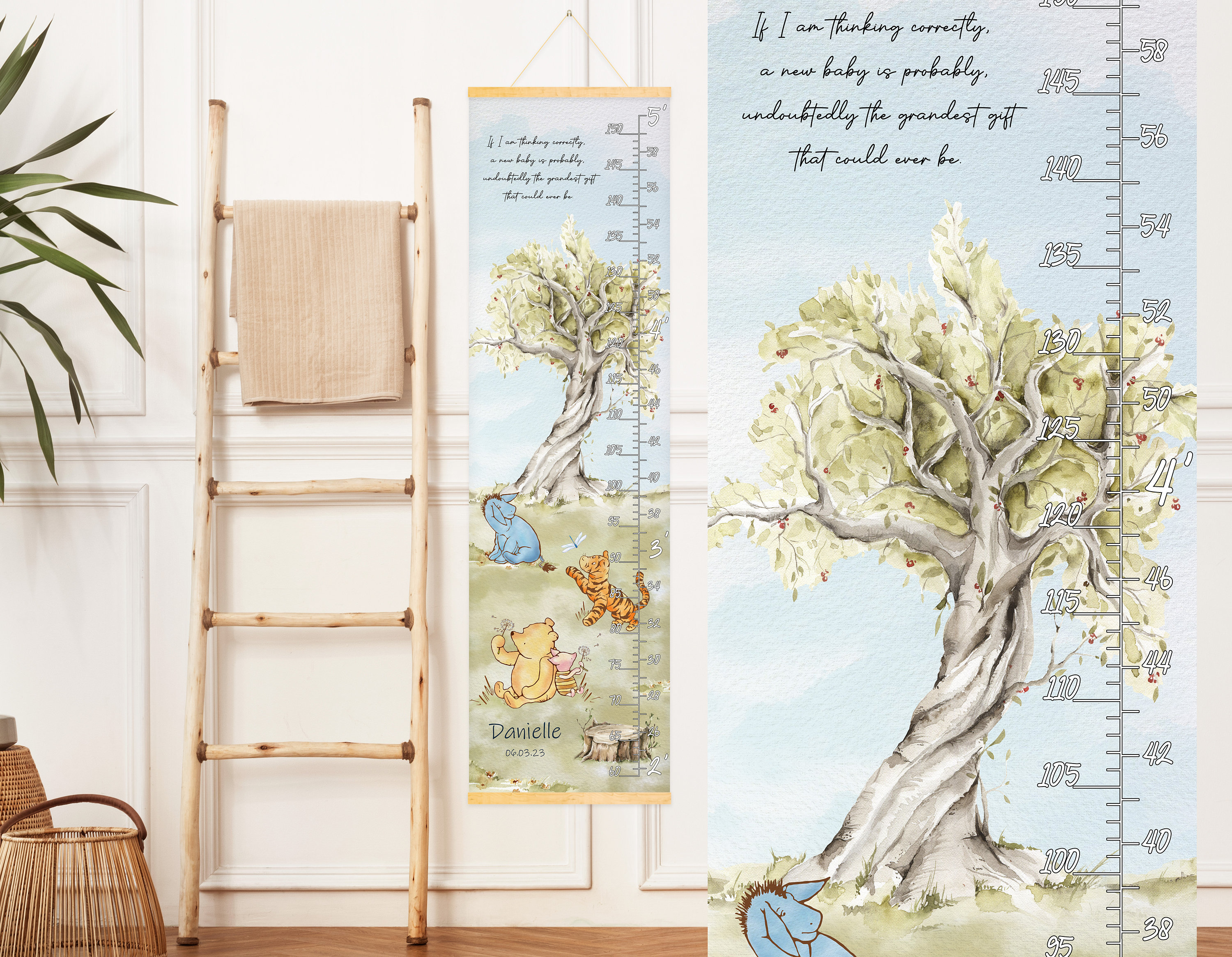 Classic Winnie the Pooh & Friends Height Chart Personalized Growth ...