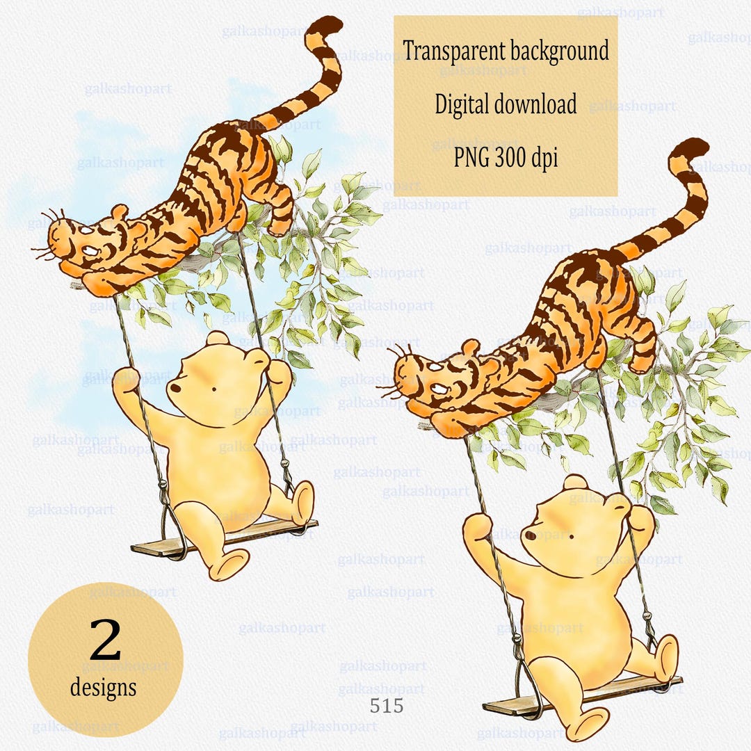 Classic Winnie the Pooh Winnie the Pooh on a Swing and Tigger, Tree ...