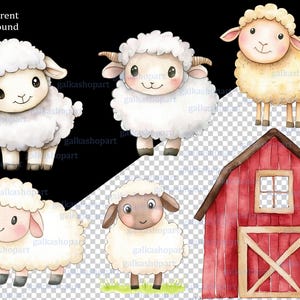 Cute Farm Animal Clipart, Watercolor Pngs, Farm Life Birthday Party ...