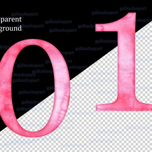 Pink Watercolor Numbers Clipart, Numeral Clip Art Girls Symbols ...