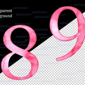 Pink Watercolor Numbers Clipart, Numeral Clip Art Girls Symbols ...