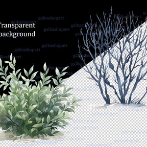 13 Watercolor Cartoon Illustration of Stones and Deciduous and Leafless ...