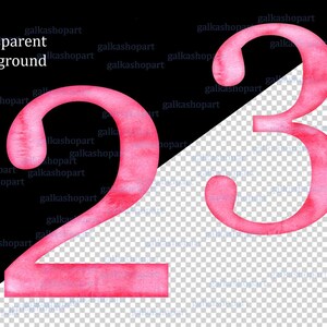 Pink Watercolor Numbers Clipart, Numeral Clip Art Girls Symbols ...