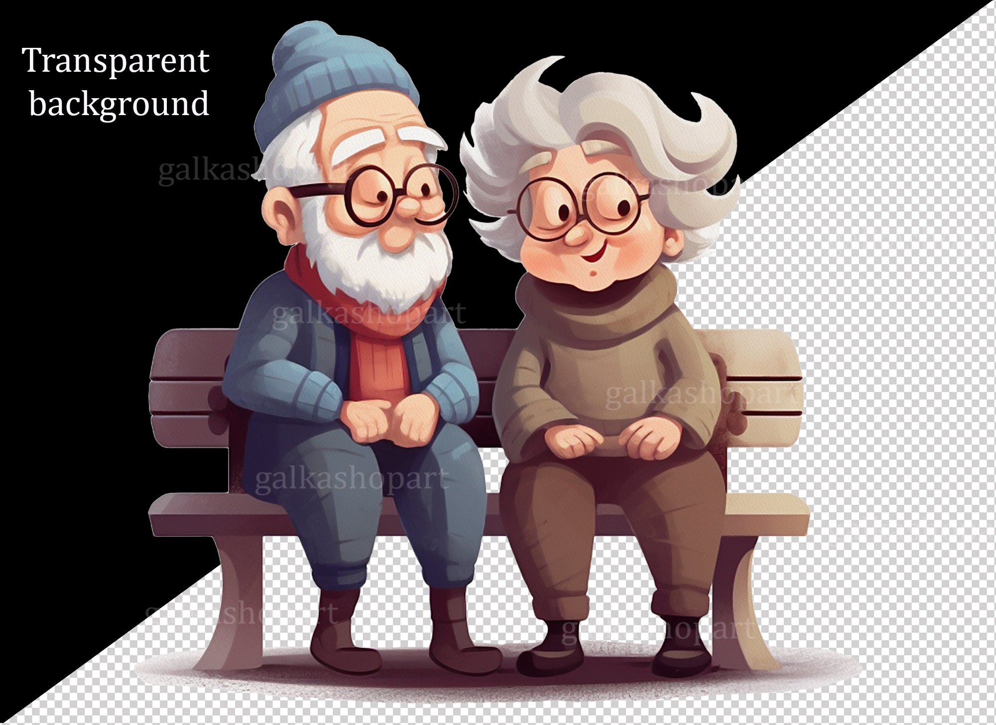 Cute Old Happy Couple Clipart PNG Old Ladies and Old Mans - Etsy Australia